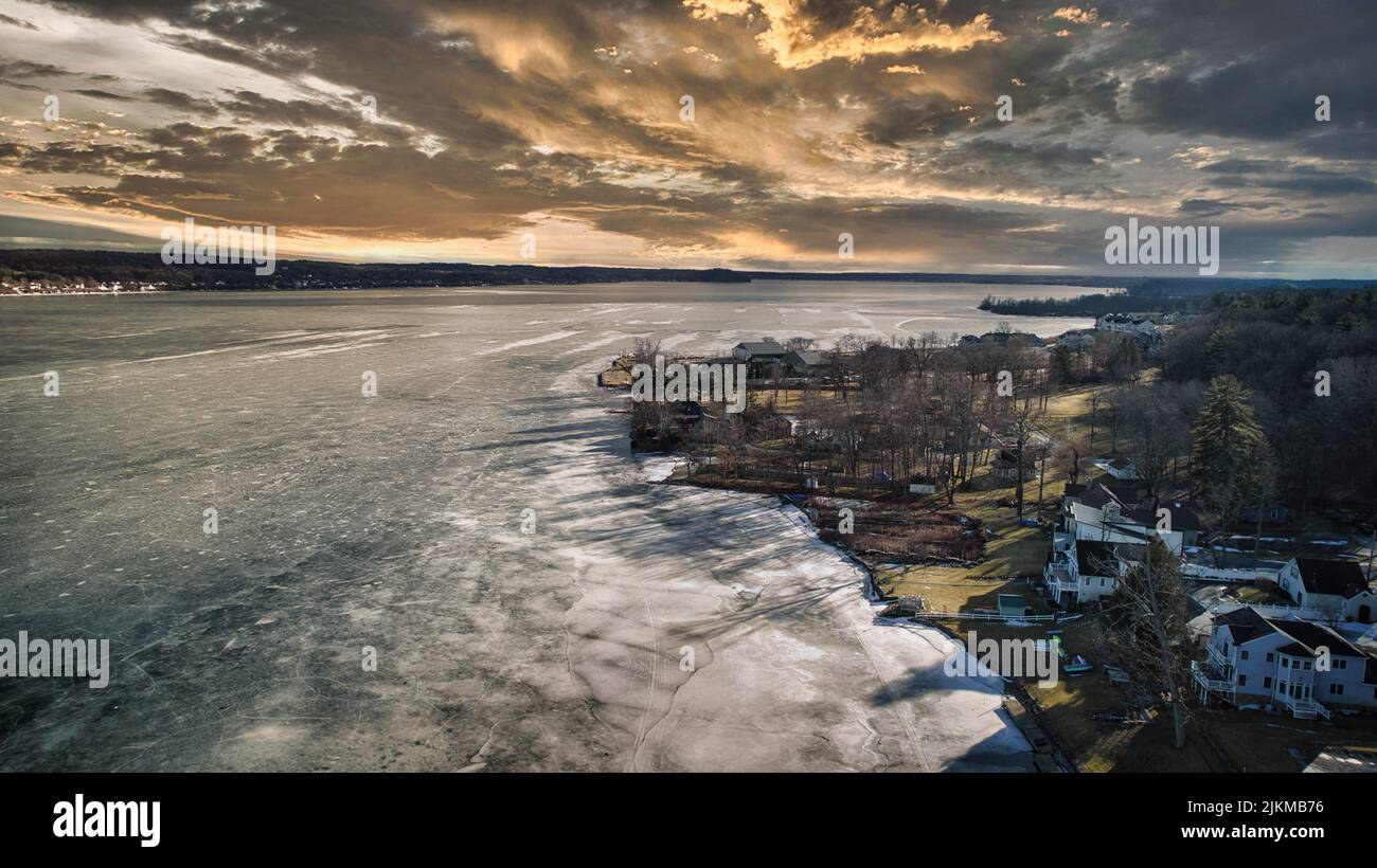 Aerial view landscape lake sunset hi-res stock photography and images ...