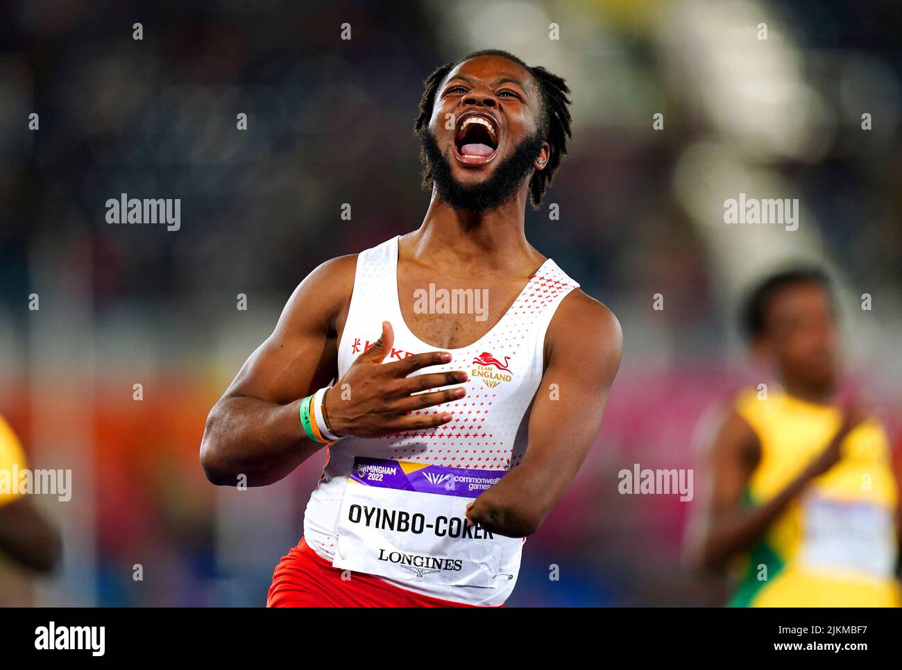 England's Emmanuel Temitayo Oyinbo-Coker celebrates winning the Men's ...