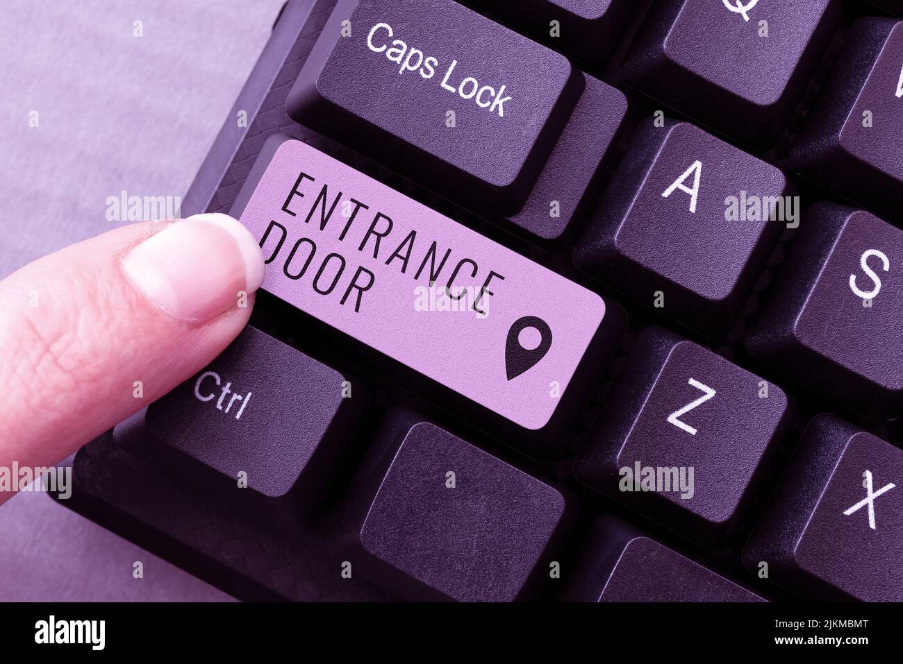 Text caption presenting Entrance Door. Conceptual photo Way in Doorway ...