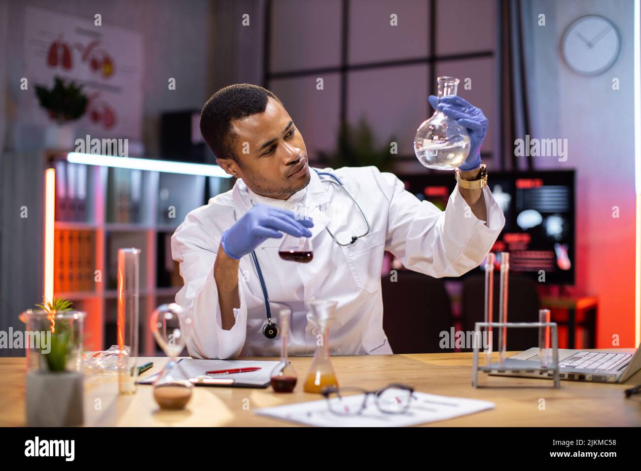 Modern medical research laboratory: african american male scientist ...
