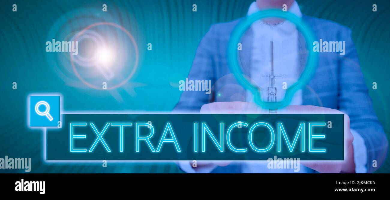 Conceptual caption Extra Income. Word for Additional fund received or ...