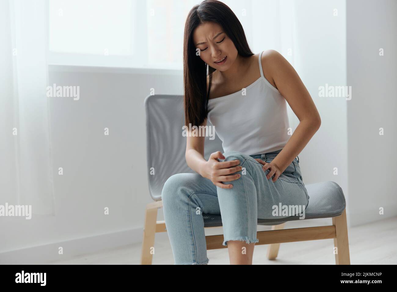 Cramp Broken Toe Broken Bone in Leg. Tormented suffering tanned ...