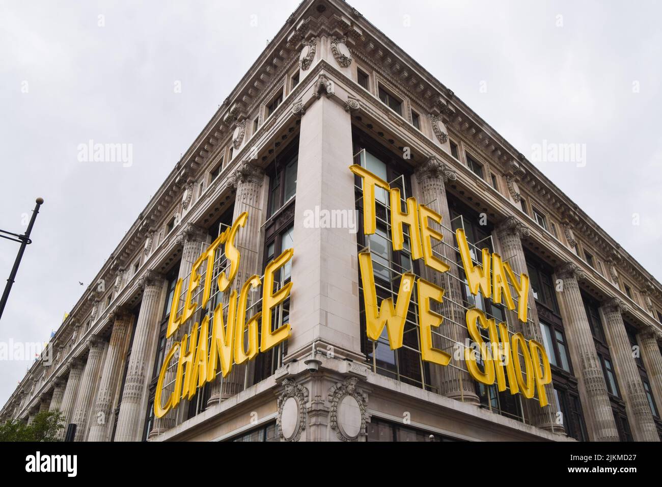 "Let's change the way we shop" sign seen on the famous Selfridges ...