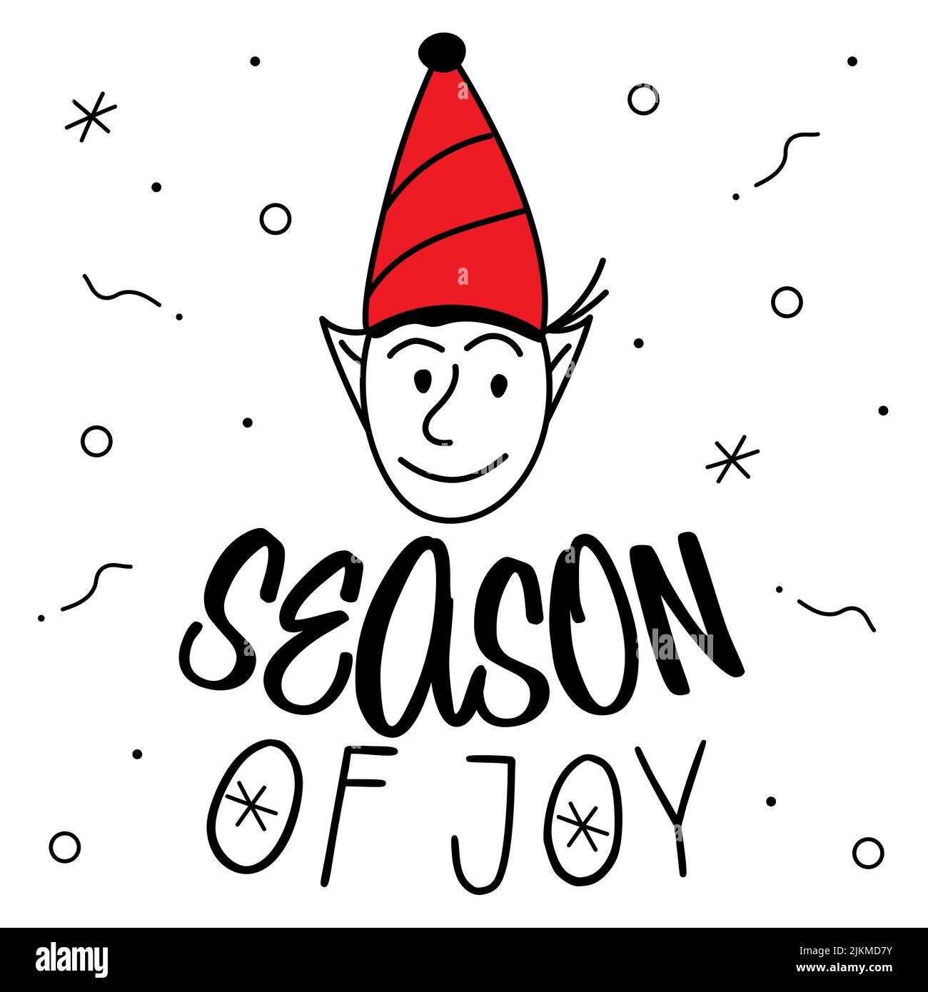 Merry Christmas avatars head elf or gnome and lettering SEASON of JOY ...