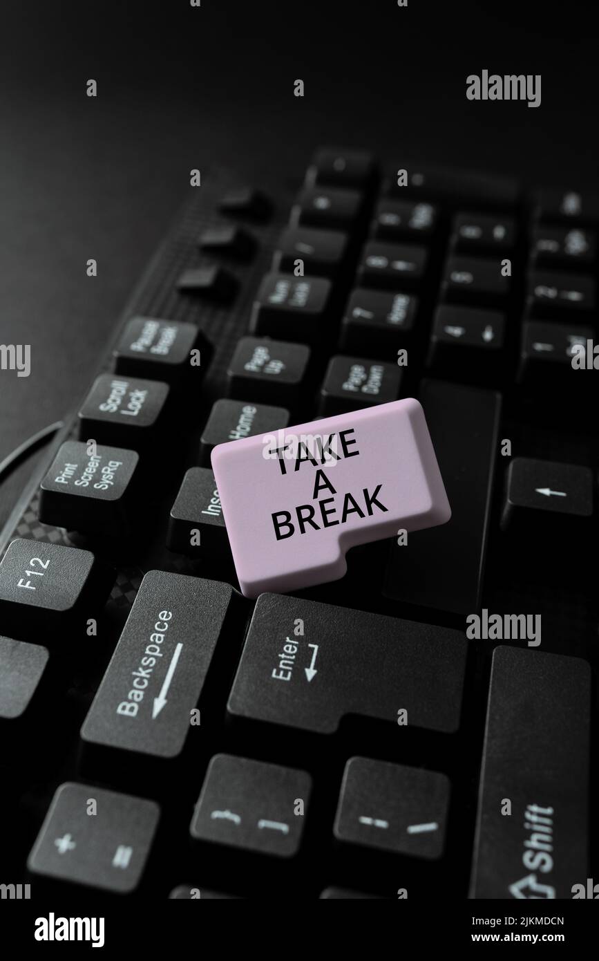 Text sign showing Take A Break. Internet Concept Resting Stop doing ...