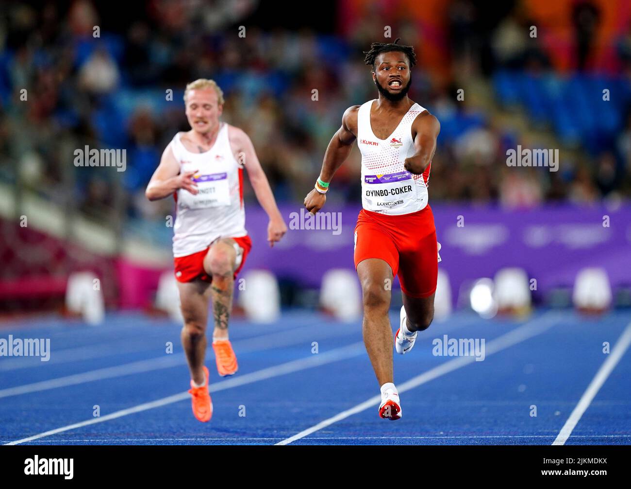 England's Emmanuel Temitayo Oyinbo-Coker (right) on the way to winning ...