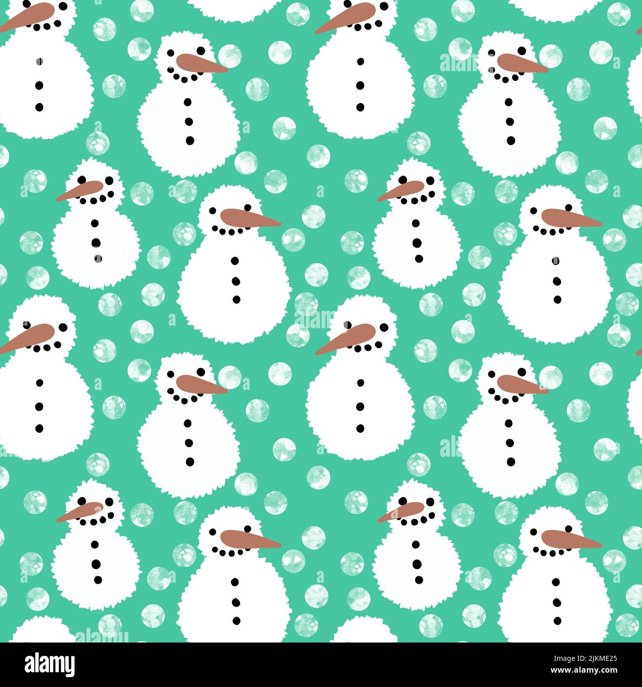 Winter seamless snowman and snowflakes pattern for Christmas wrapping ...