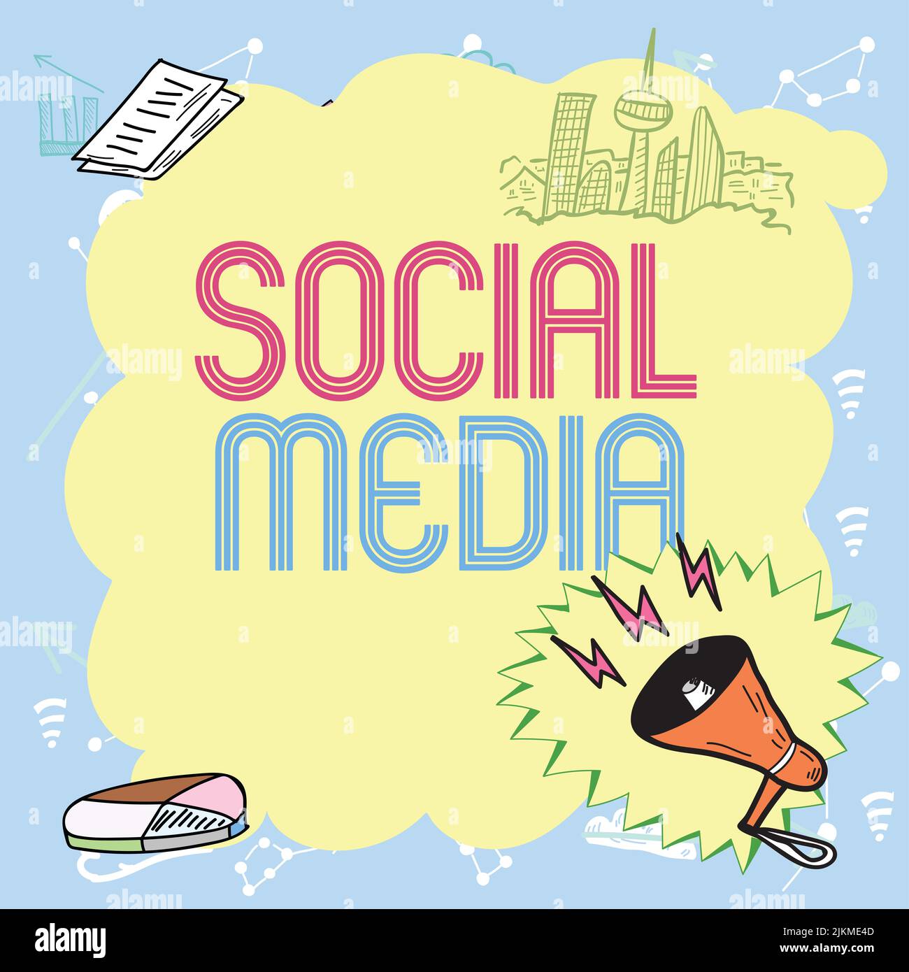 Text caption presenting Social Media. Business overview Online ...