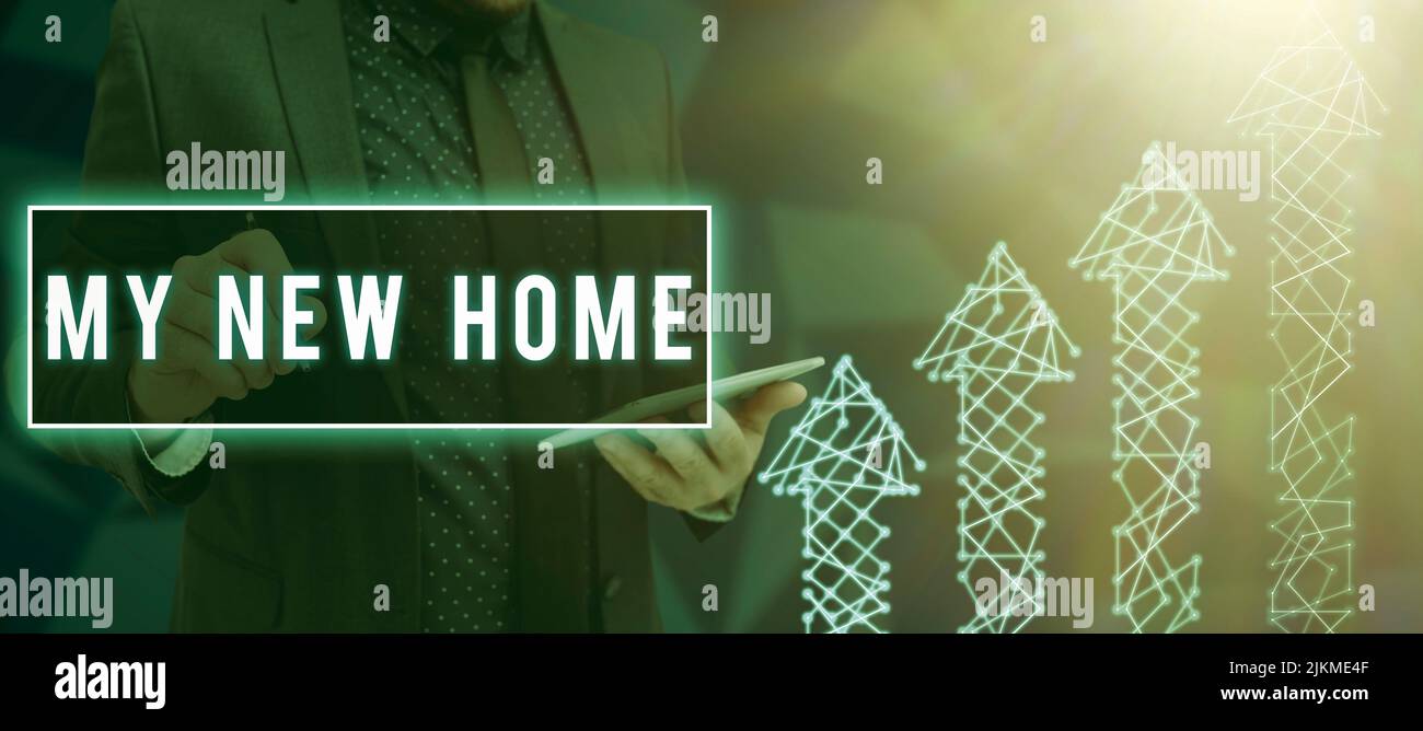 Handwriting text My New Home. Business showcase Relocation moving to ...