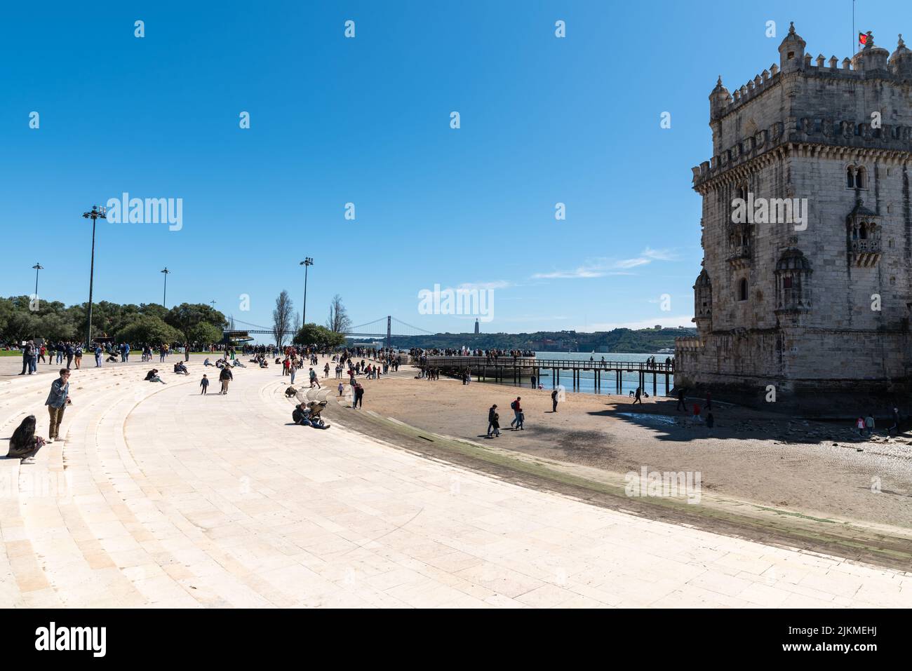 The Belem Tower historical museum by the Tagus River Stock Photo - Alamy