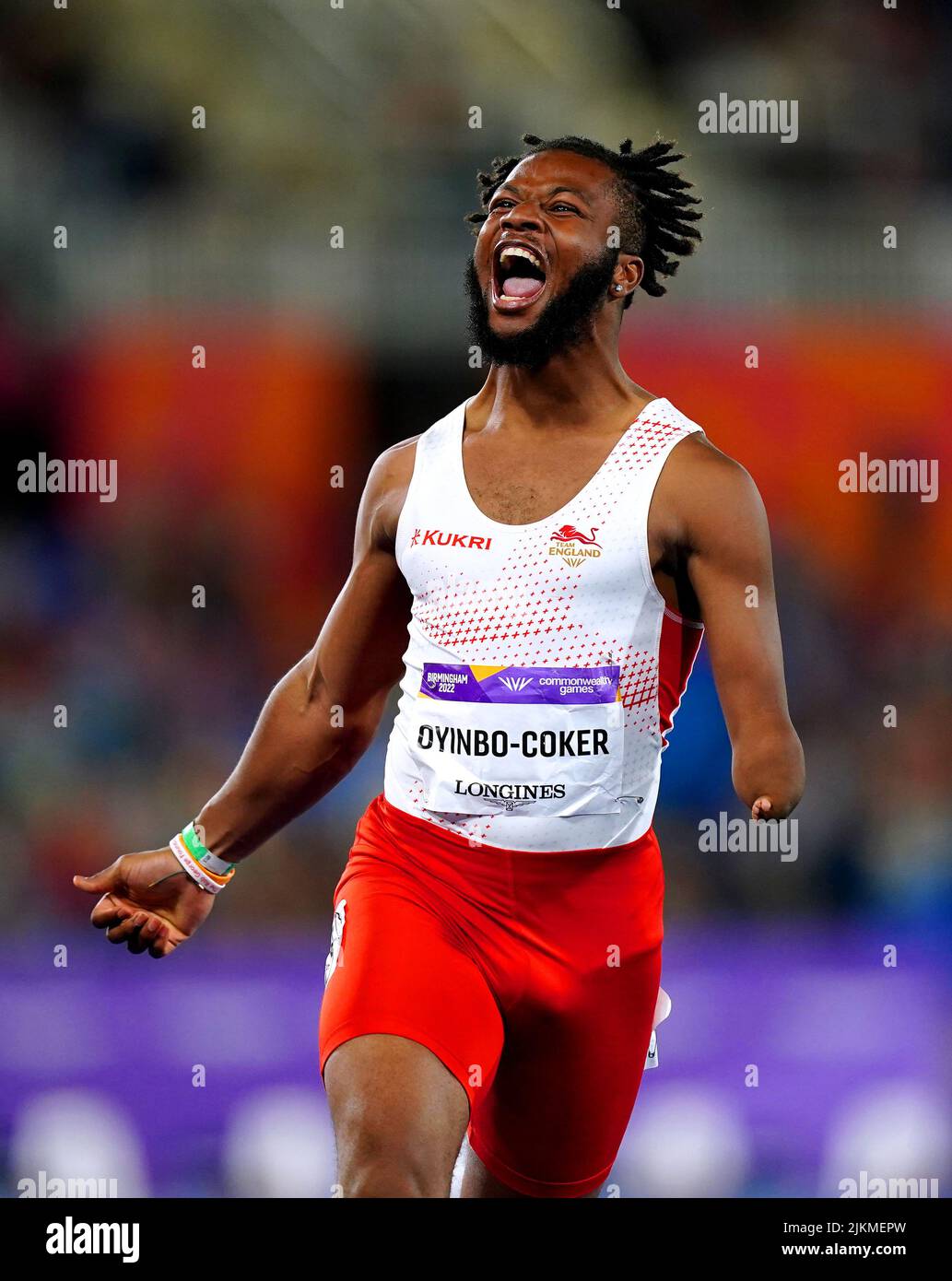 England's Emmanuel Temitayo Oyinbo-Coker celebrates winning the Men's ...