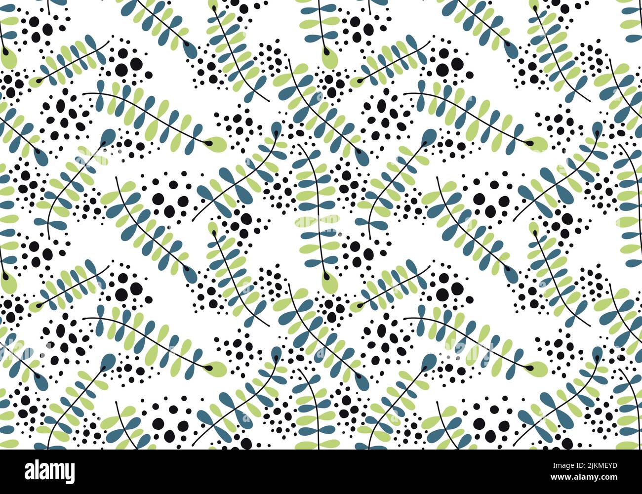 Abstract floral branches seamless cartoon doodle leaves pattern for ...