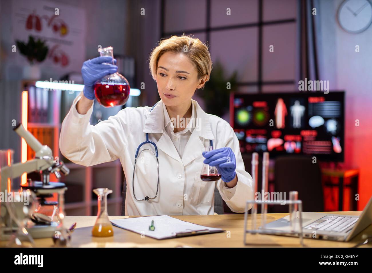 Science, chemistry, technology, biology and people concept - young ...