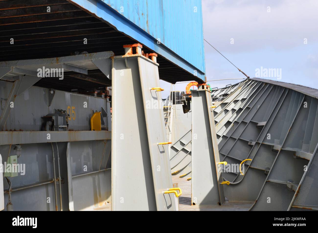 Container ship 's deck. Part of the vessel close-up Stock Photo - Alamy