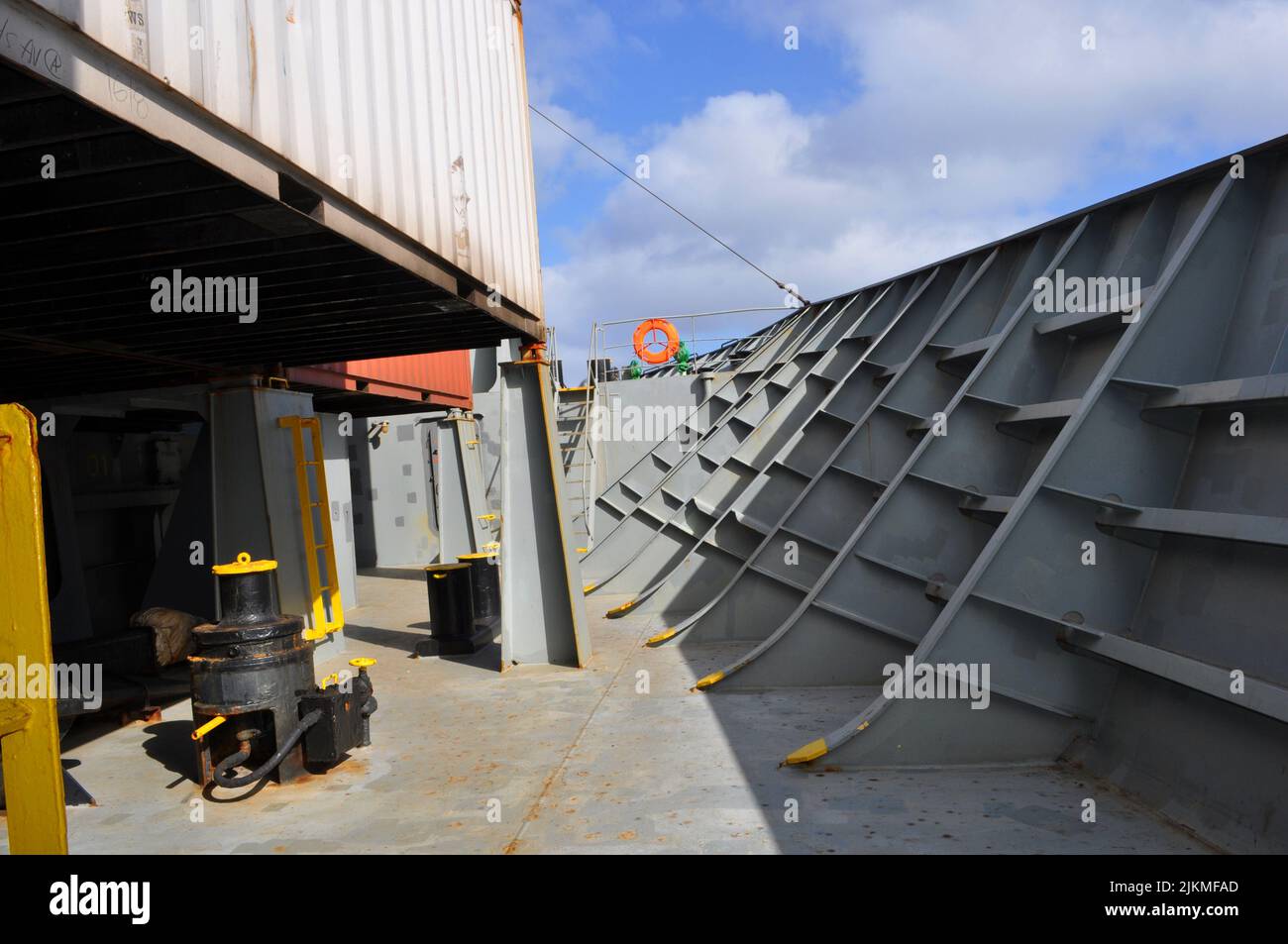 Container ship 's deck. Part of the vessel close-up Stock Photo - Alamy