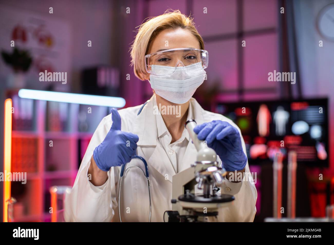 Experienced female scientist in health industry doing analysis of ...