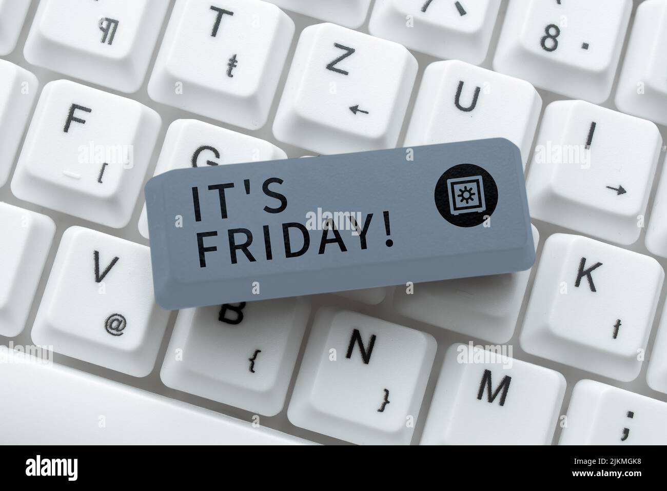 Text caption presenting It S Is Friday. Concept meaning Last day of the ...