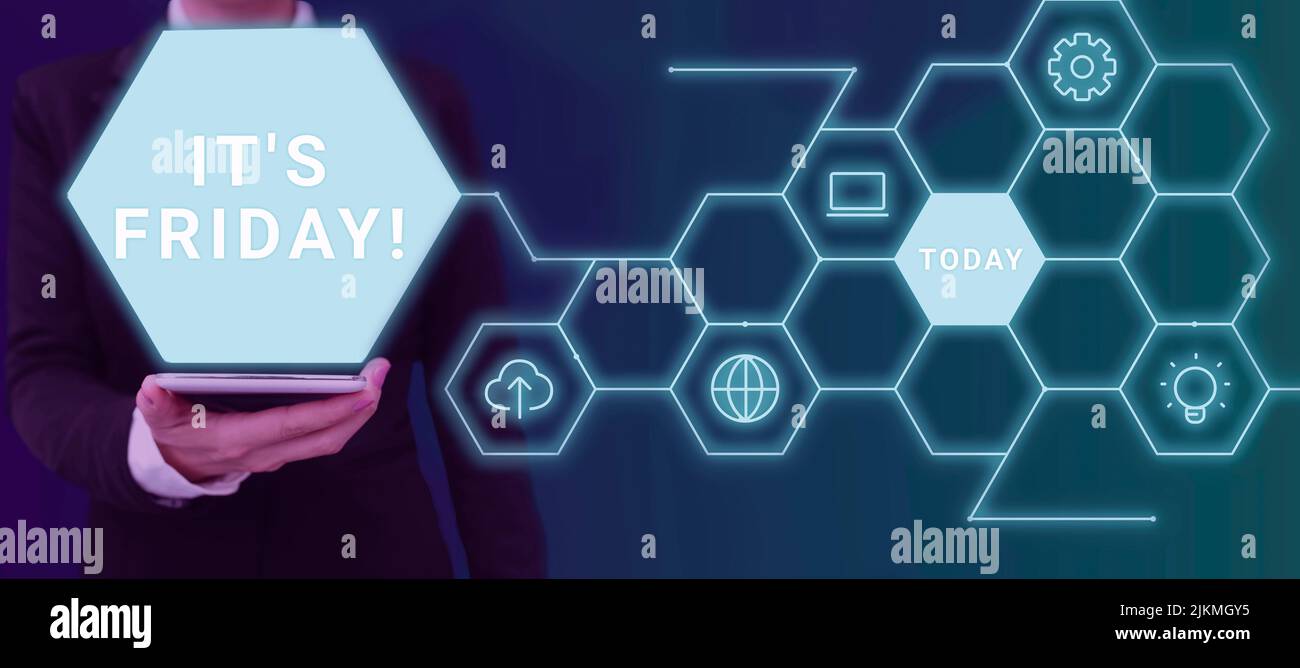 Hand writing sign It S Is Friday. Business showcase Last day of the ...