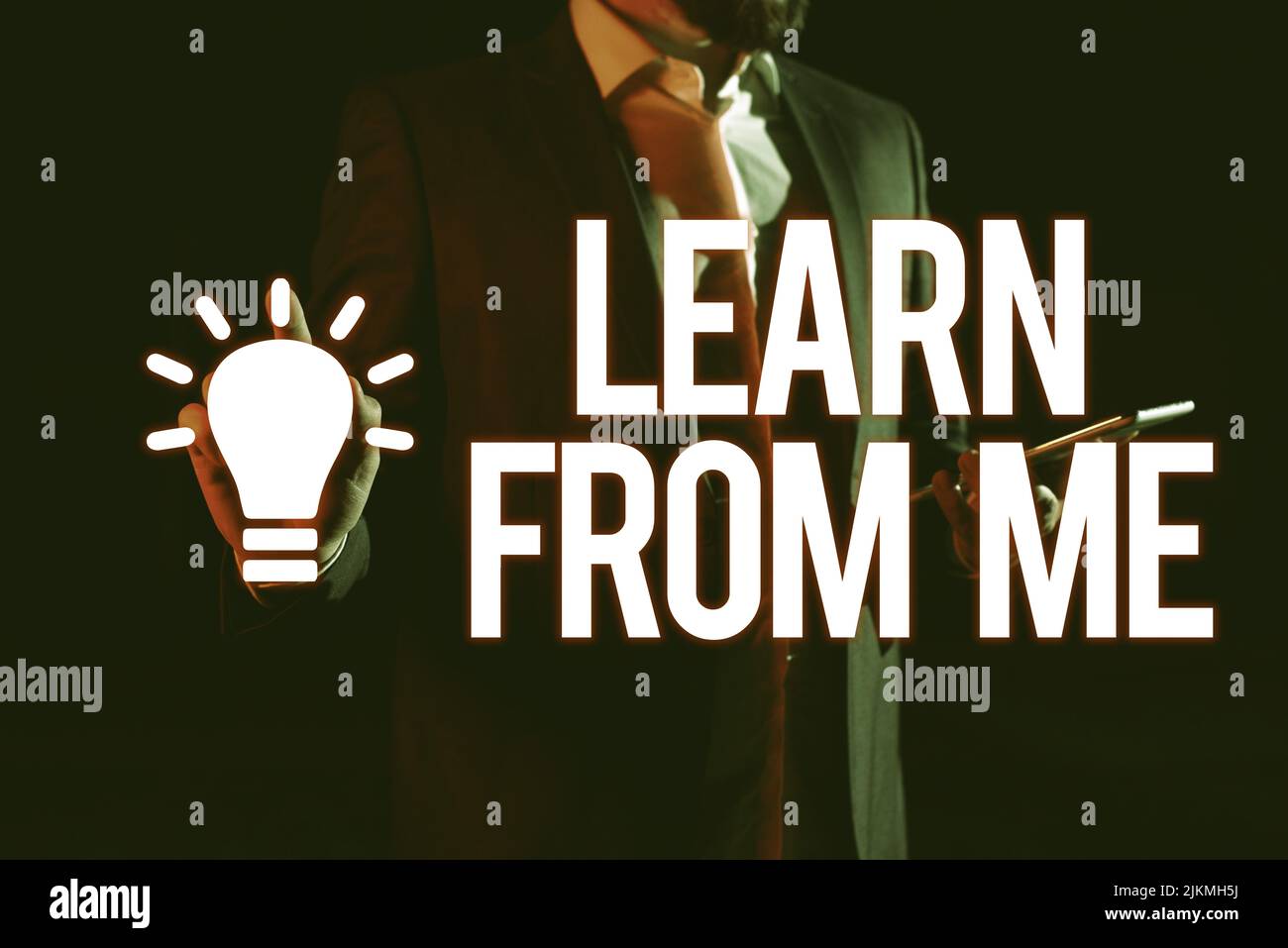 Hand writing sign Learn From Me. Business approach Follow my lead and ...