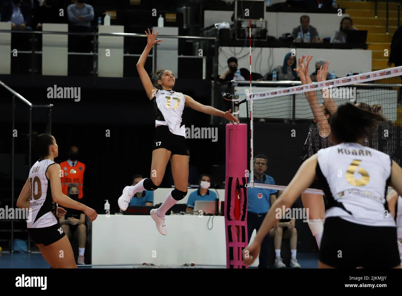 ISTANBUL, TURKEY - FEBRUARY 20, 2022: Derya Cebecioglu in action during ...