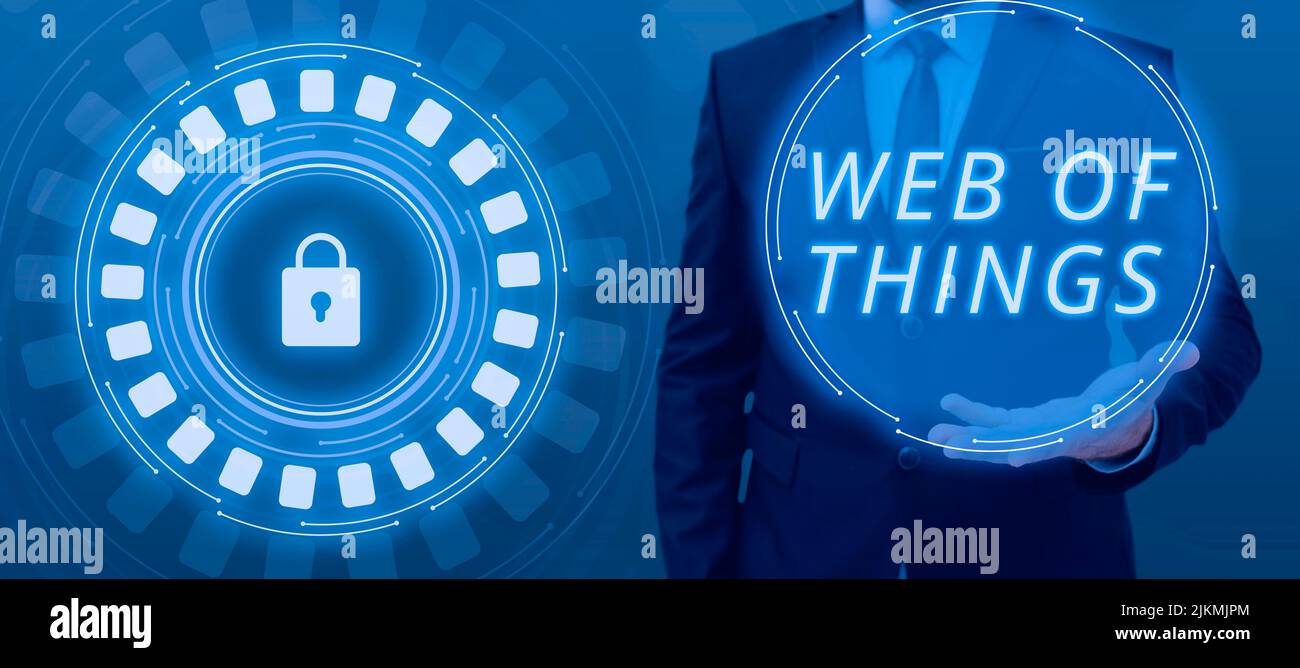 Conceptual caption Web Of Things. Business overview Internet technology ...