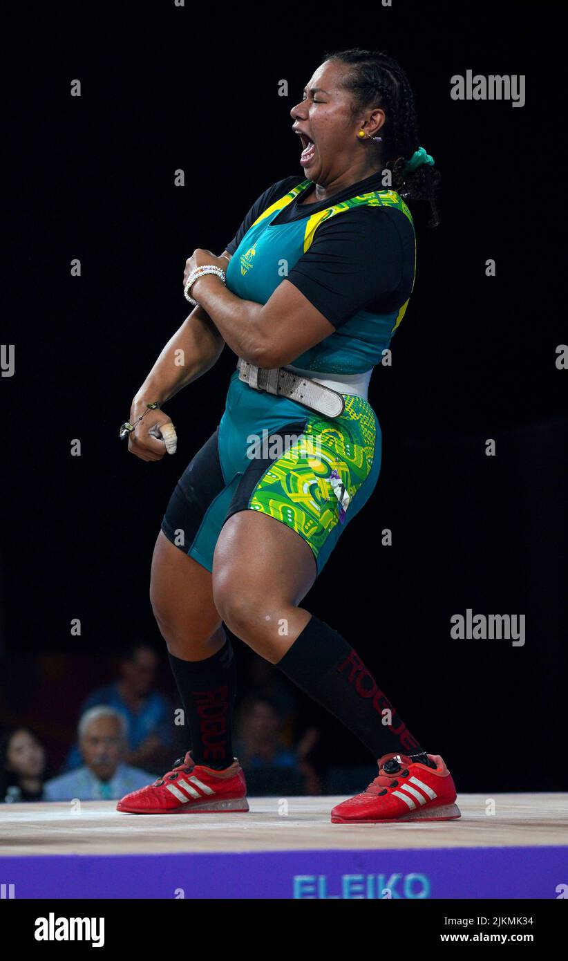 Australia's Eileen Cikamatana reacts during the Women's 87kg ...