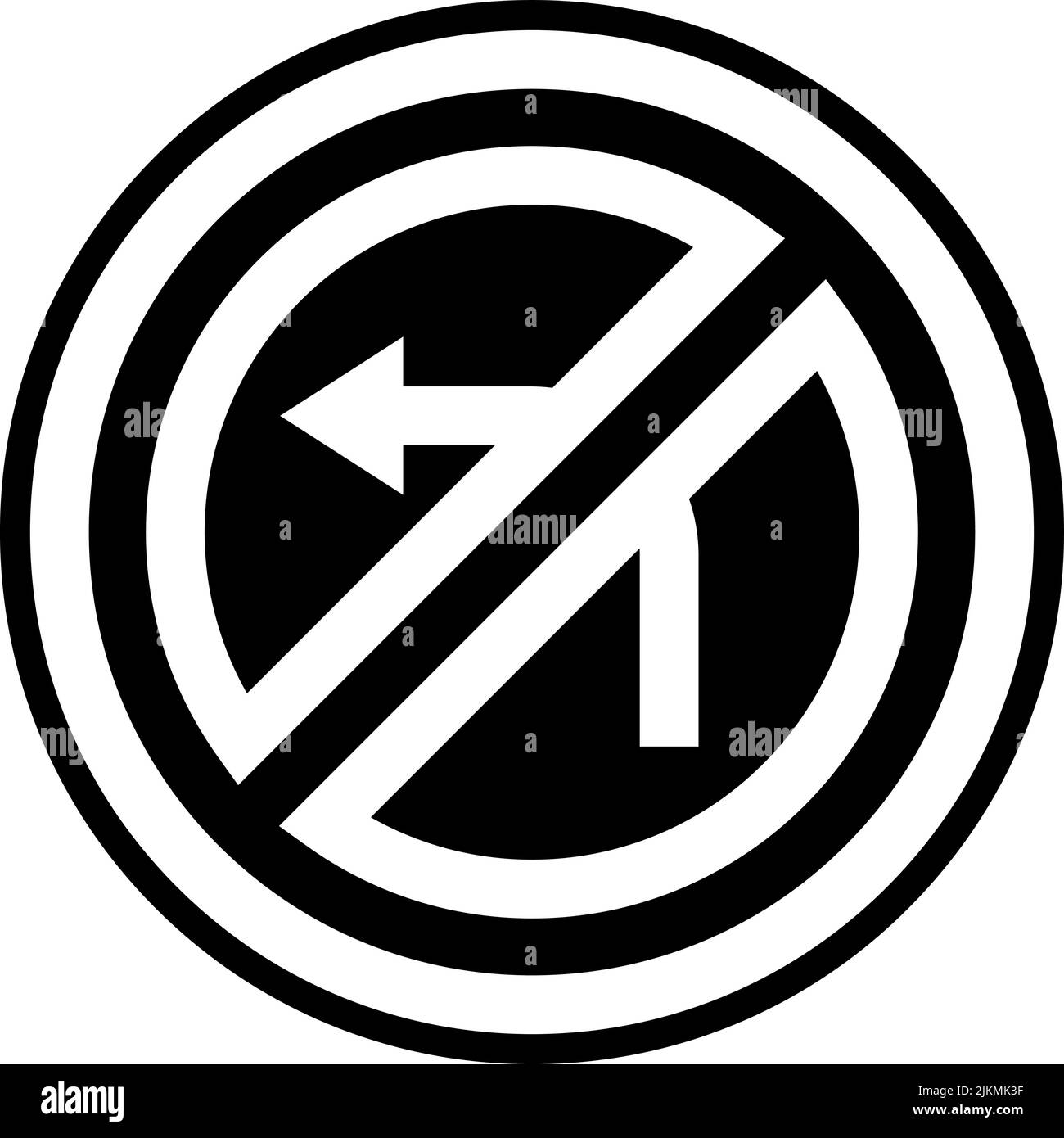 no turn left icon black vector illustration Stock Vector Image & Art ...