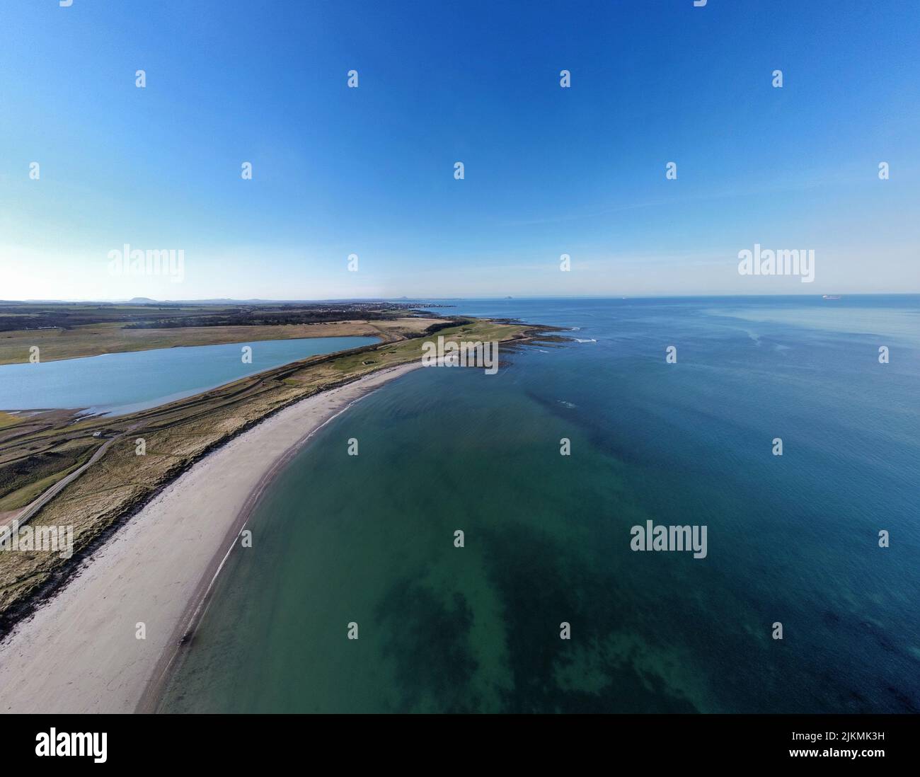 An aerial view of the incredible sea and beach on the east coast of ...
