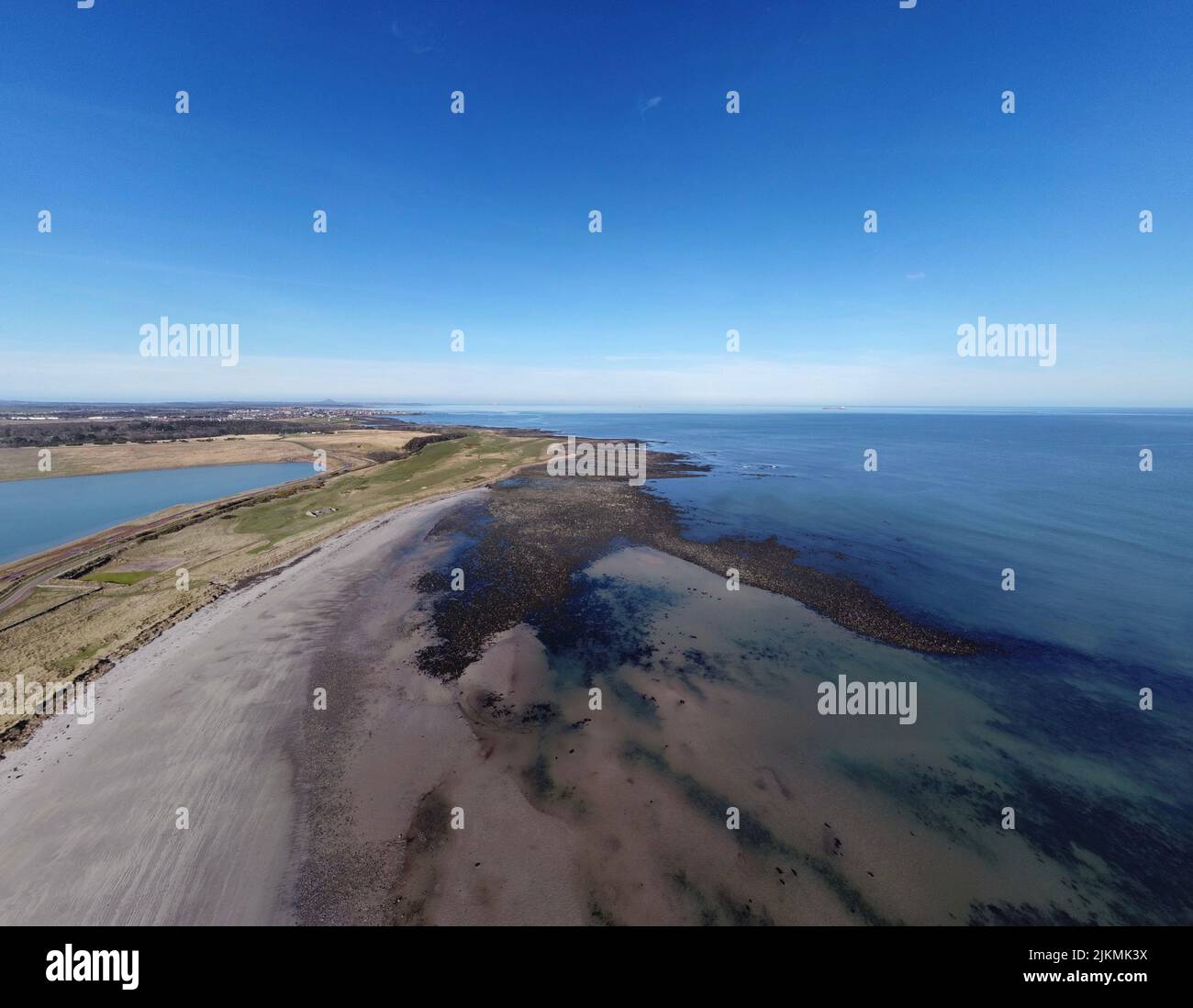 An aerial view of the incredible sea and beach on the east coast of ...