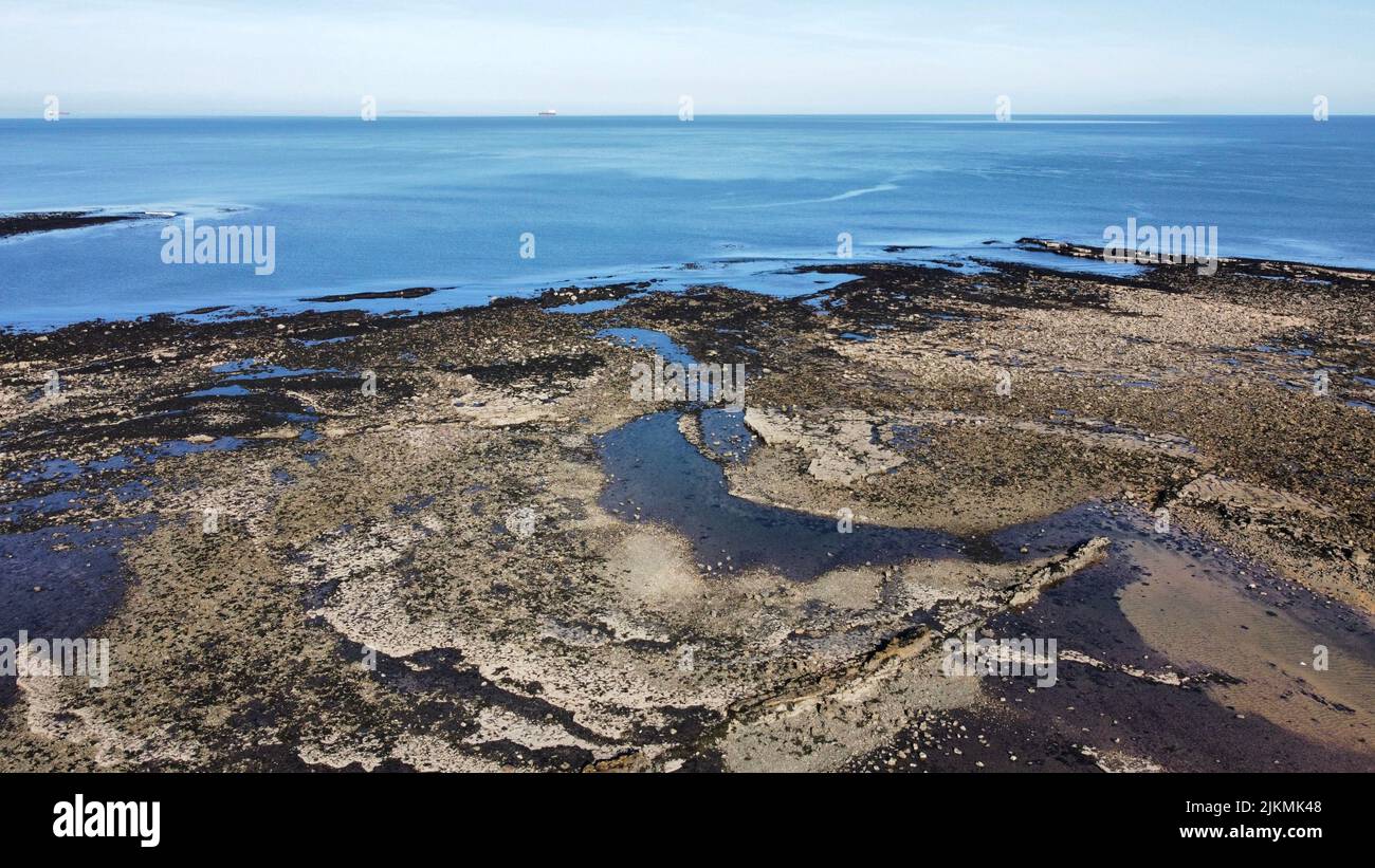 An aerial view of the incredible sea and beach on the east coast of ...