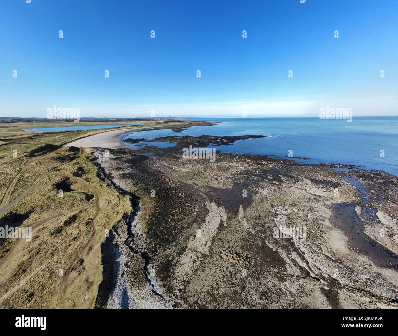An aerial view of the incredible sea and beach on the east coast of ...