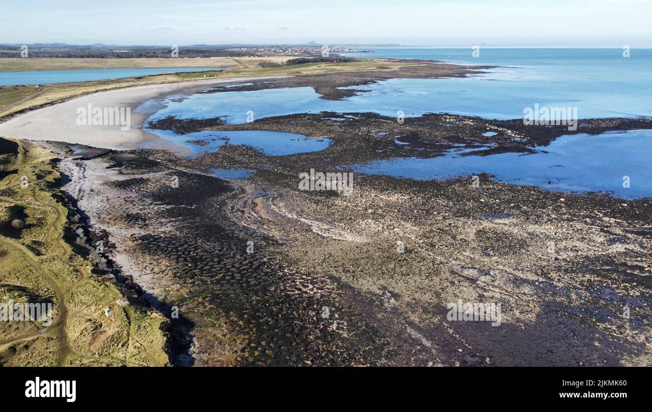 An aerial view of the incredible sea and beach on the east coast of ...