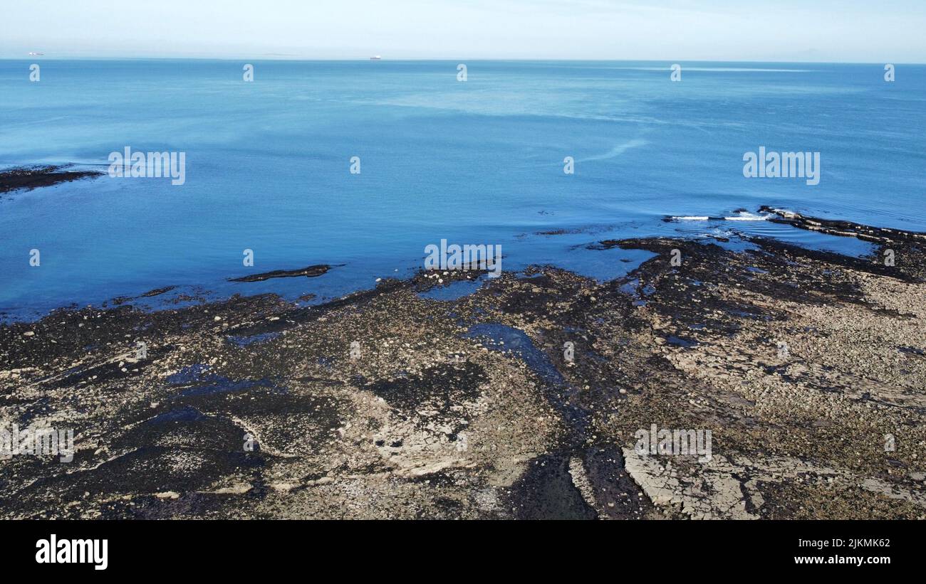 An aerial view of the incredible sea and beach on the east coast of ...