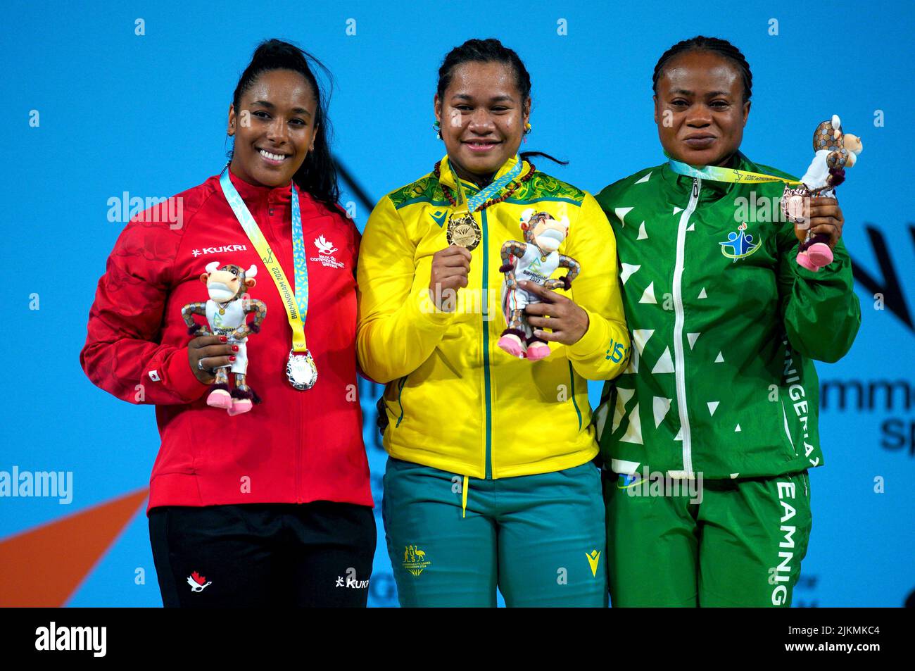 Australia's Eileen Cikamatana (centre) with her gold medal after ...