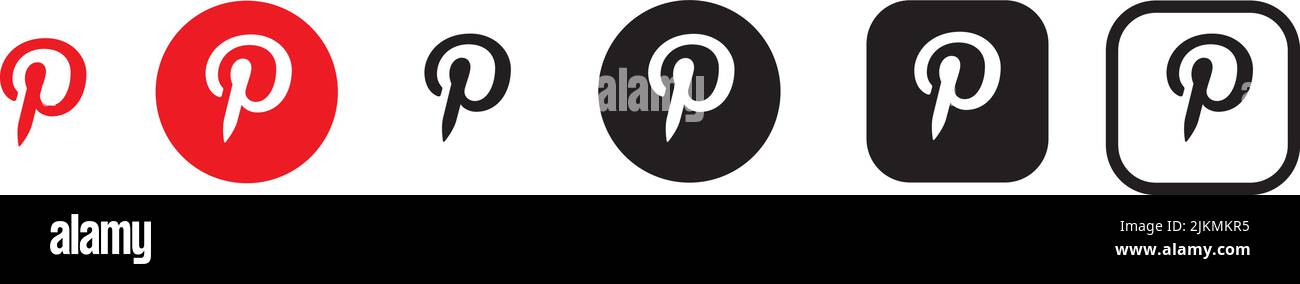 A line of original red Pinterest Web Icons Stock Vector Image & Art - Alamy