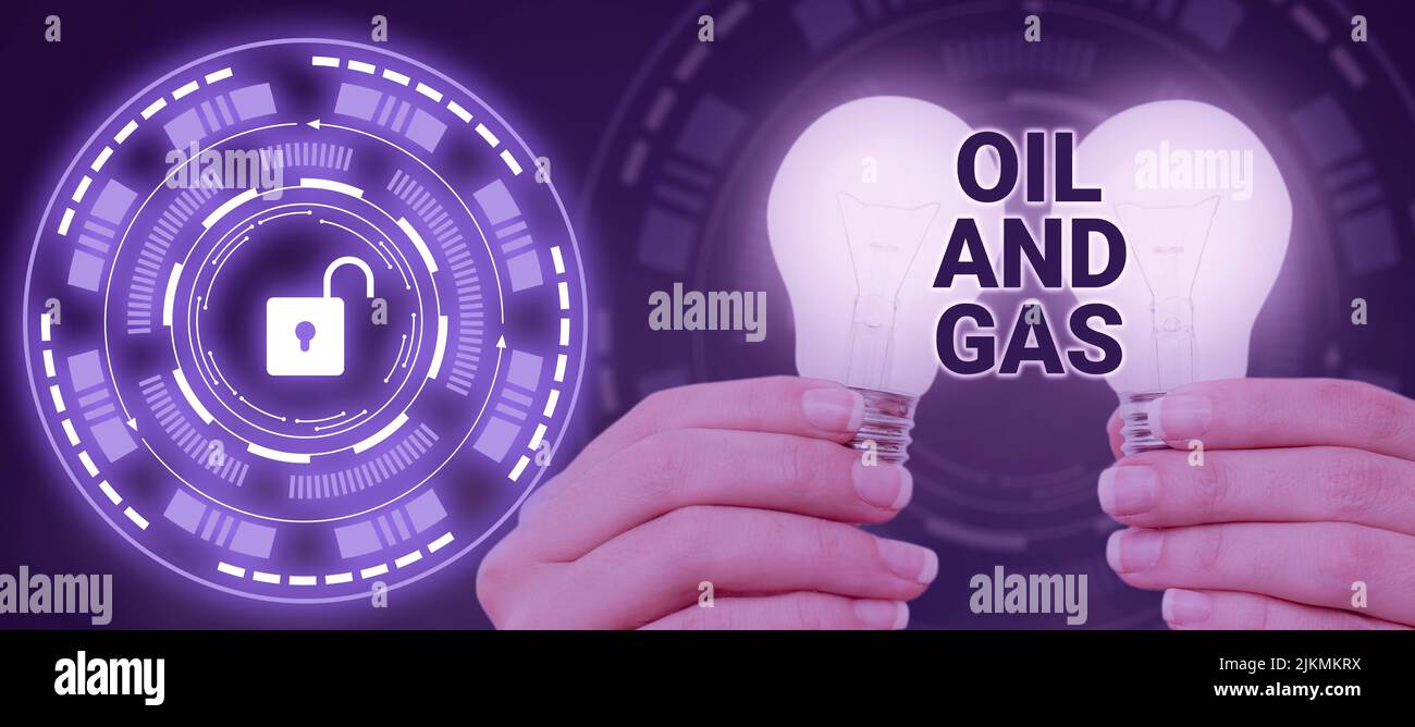 Hand writing sign Oil And Gas. Conceptual photo Exploration Extraction ...