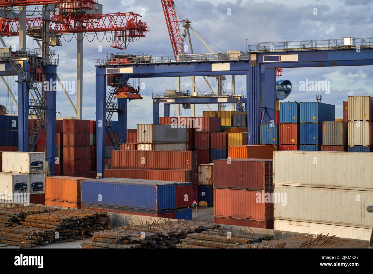 industrial port with containers Stock Photo - Alamy