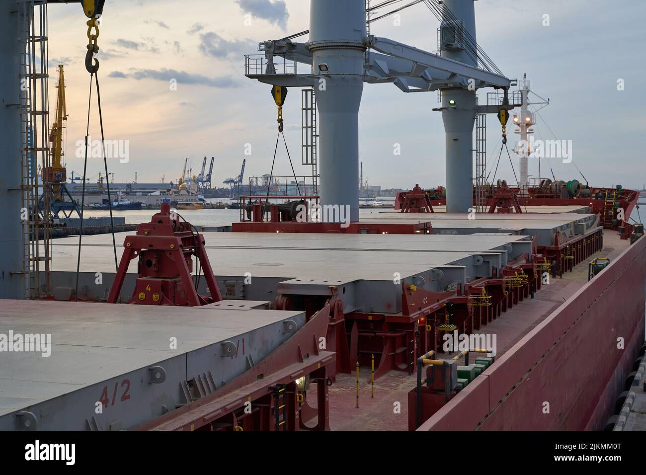 Vessel dry cargo on loading, unloading in port. Bulker in port Stock ...