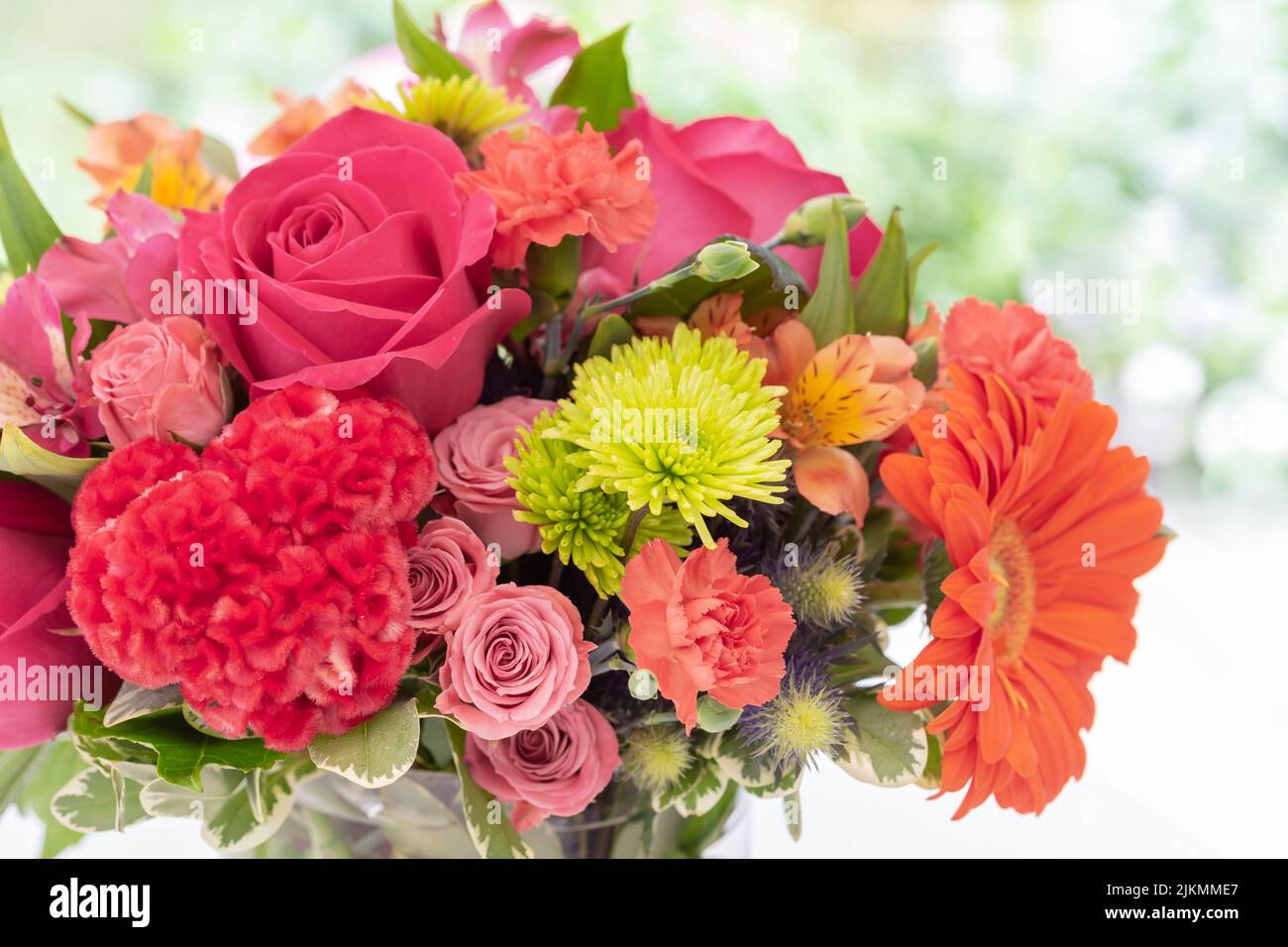 A gorgeousl arrangement of a variety of colorful fresh flowers Stock ...