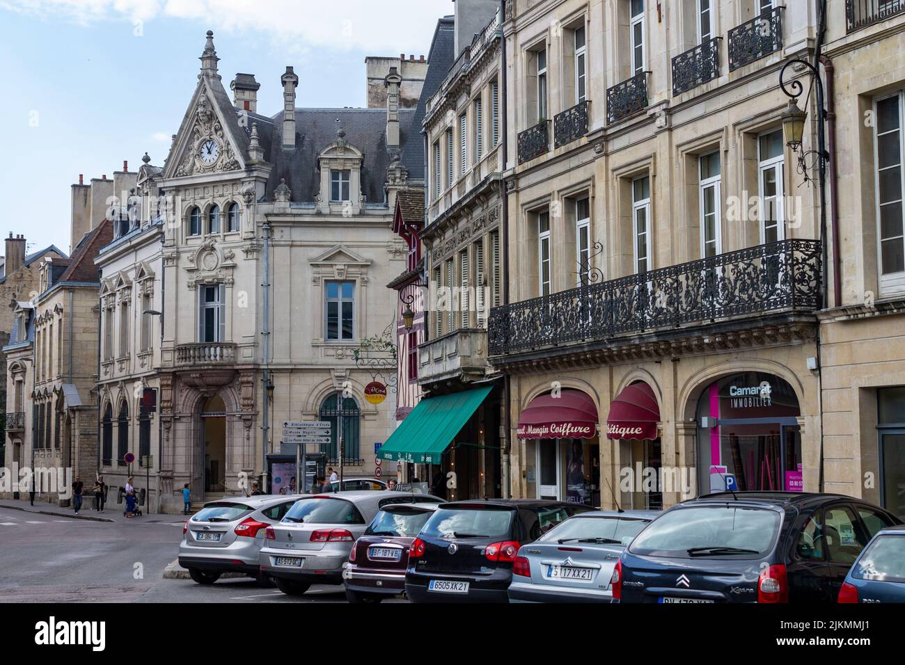 A facade of historical buildings in downtown Dijon, France, Europe ...