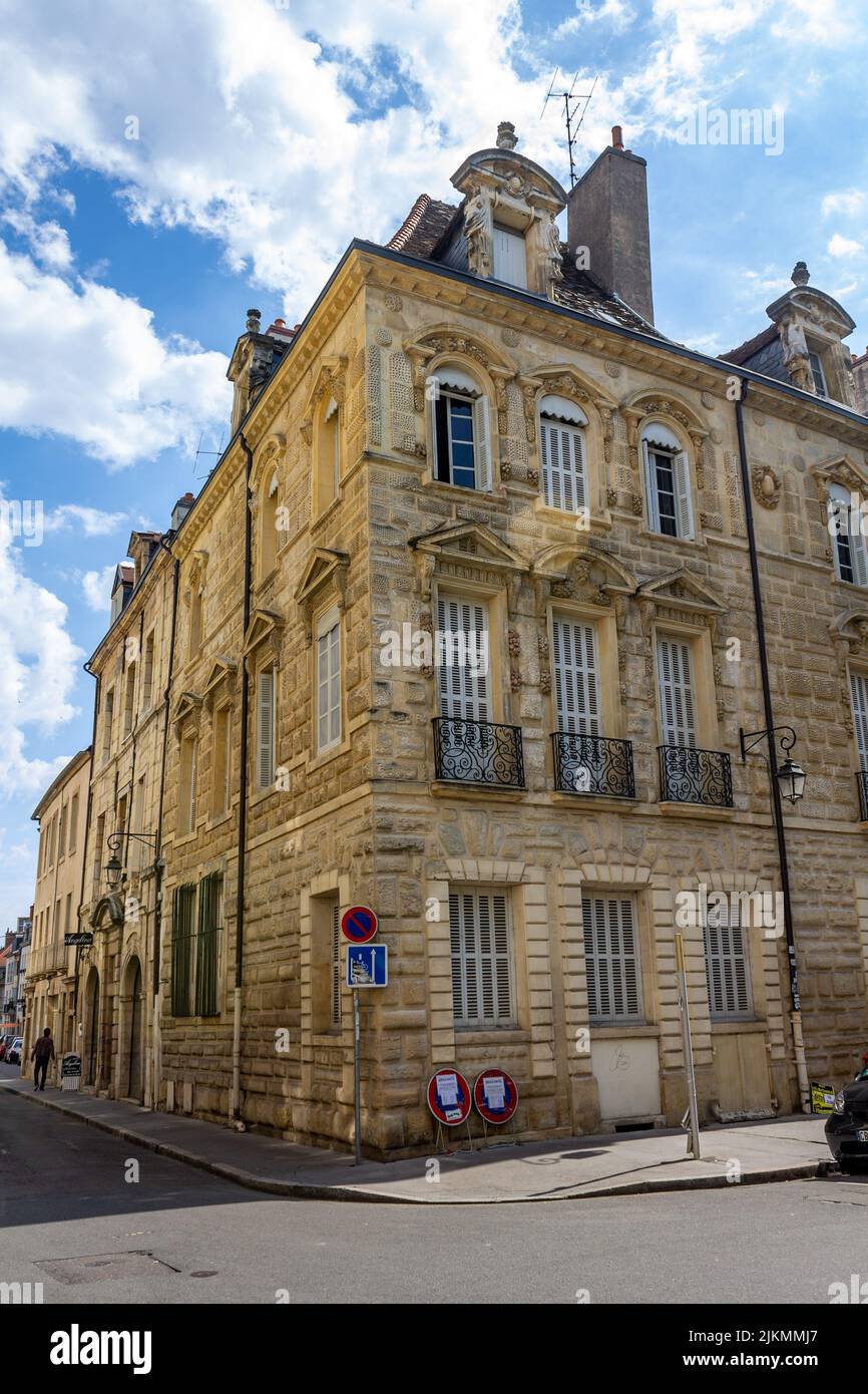 A facade of a historical building in downtown Dijon, France, Europe ...