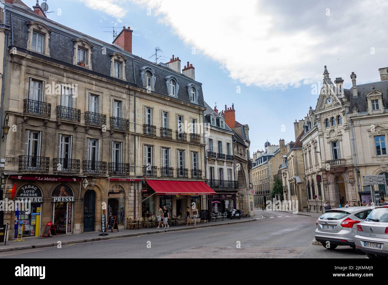 A facade of historical buildings in downtown Dijon, France, Europe ...