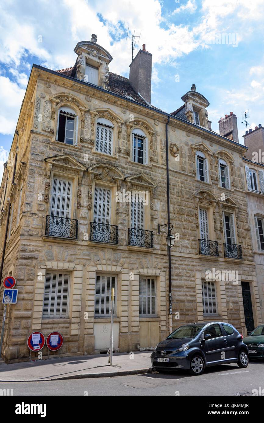 A facade of a historical building in downtown Dijon, France, Europe ...