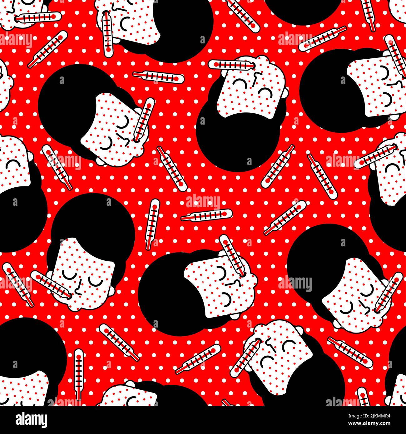 Disease Background. Sick guy and thermometer pattern seamless Stock ...
