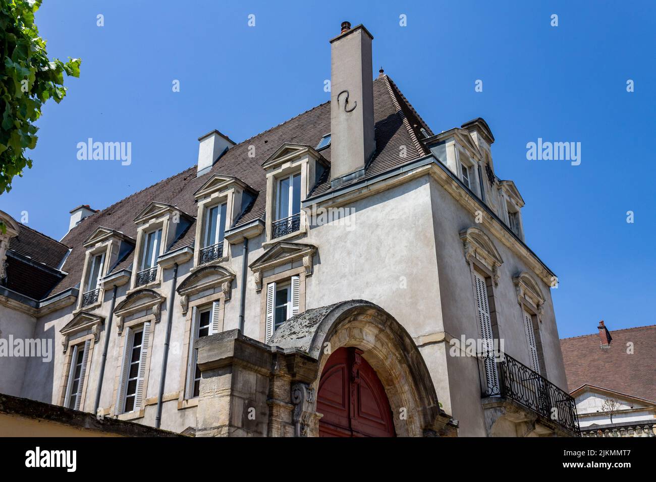 The old building facade against the sky, the architecture of Dijon ...