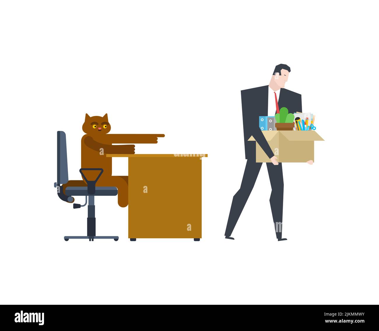 The cat fires man. Pet Boss dismiss Man Stock Vector Image & Art - Alamy