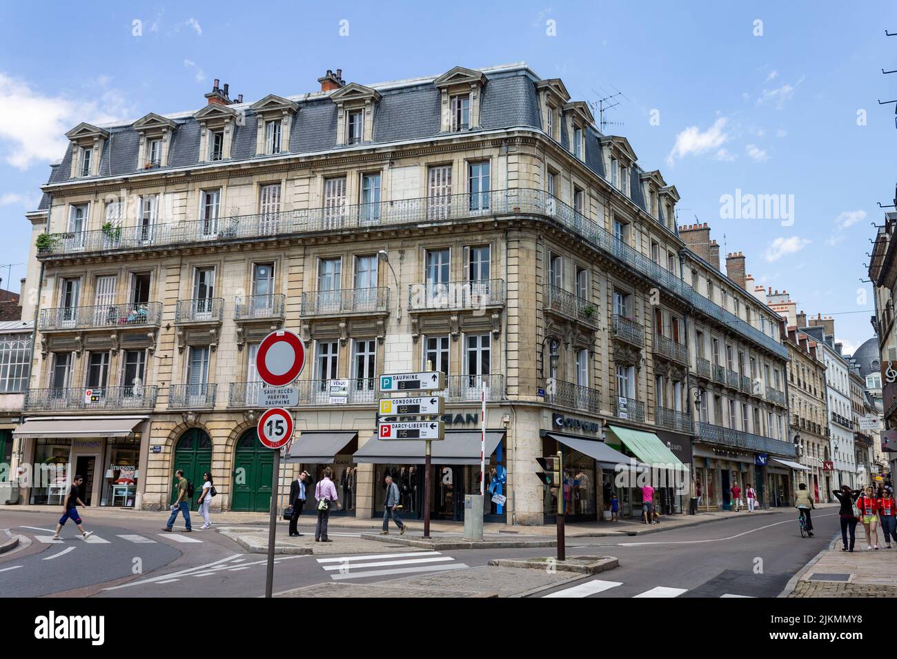 The old building facade against the sky, the architecture of Dijon ...