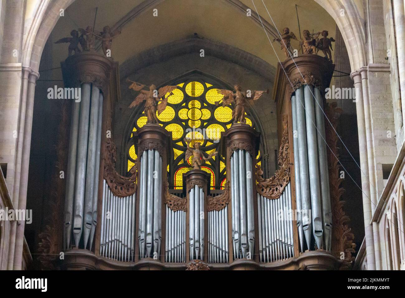 The pipe organ inside the Cathedral of Saint Benignus of Dijon, France ...