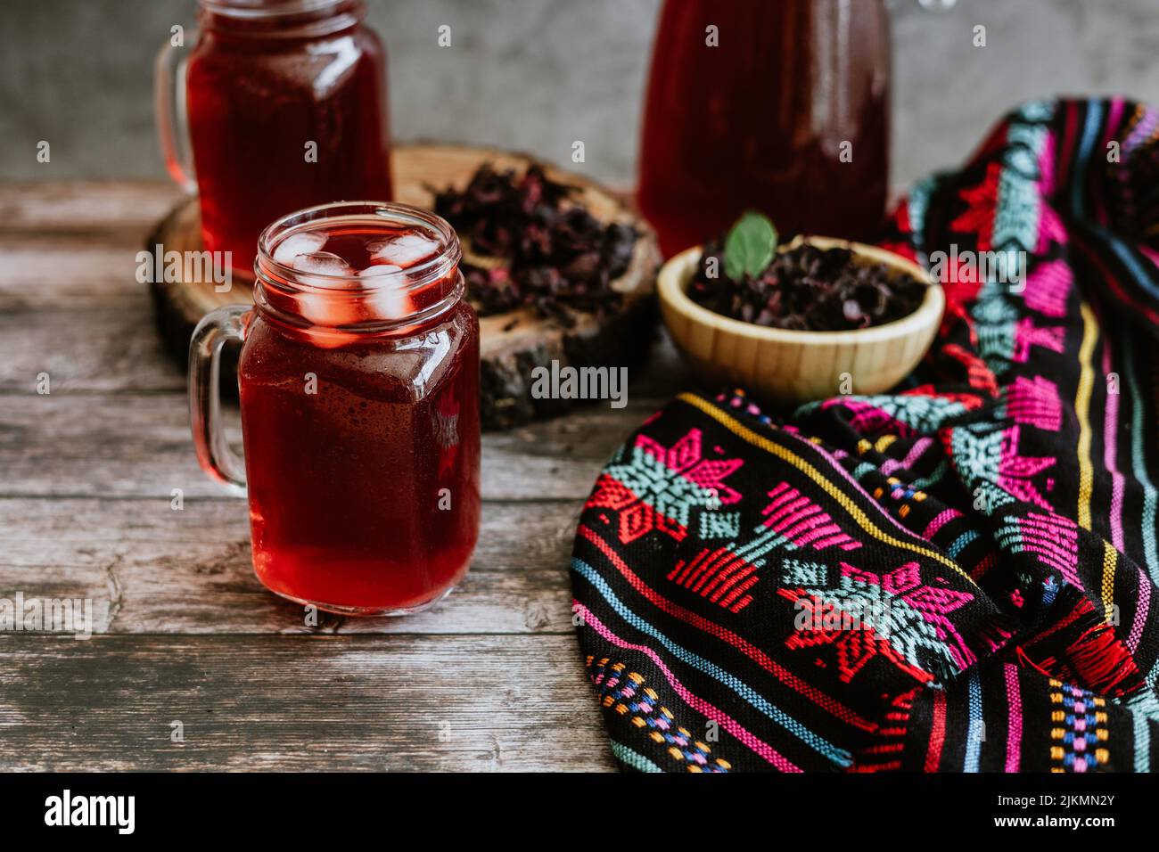 Agua de Jamaica or roselle mocktail drink, summer beverage in mexico ...