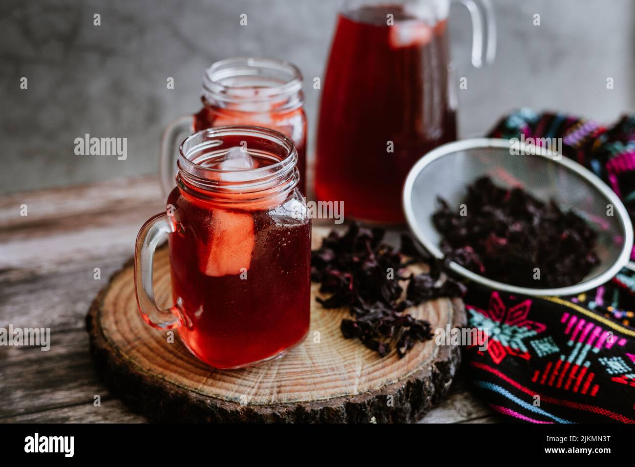 Agua de Jamaica or roselle mocktail drink, summer beverage in mexico ...